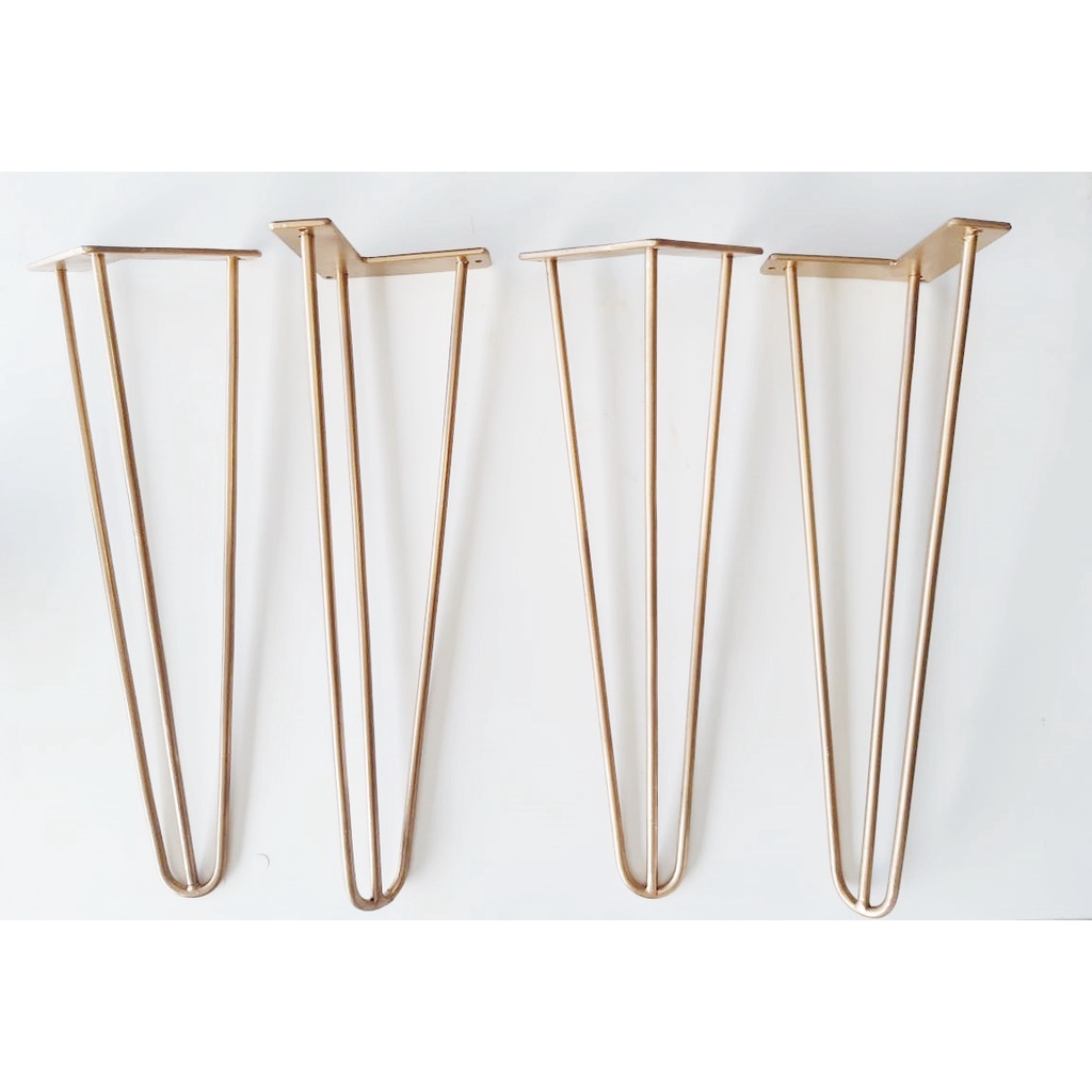 Kit 4 Pes De Ferro Dourado 70cm Para Mesa Base Hairpin Legs