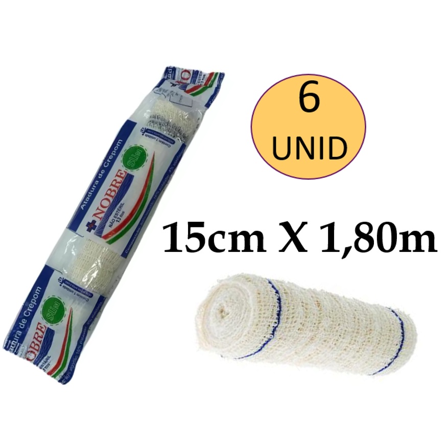Atadura de Crepom 15cm x 1,80m C/ 6 Unidades 13 Fios Slim Nobre | Shopee Brasil