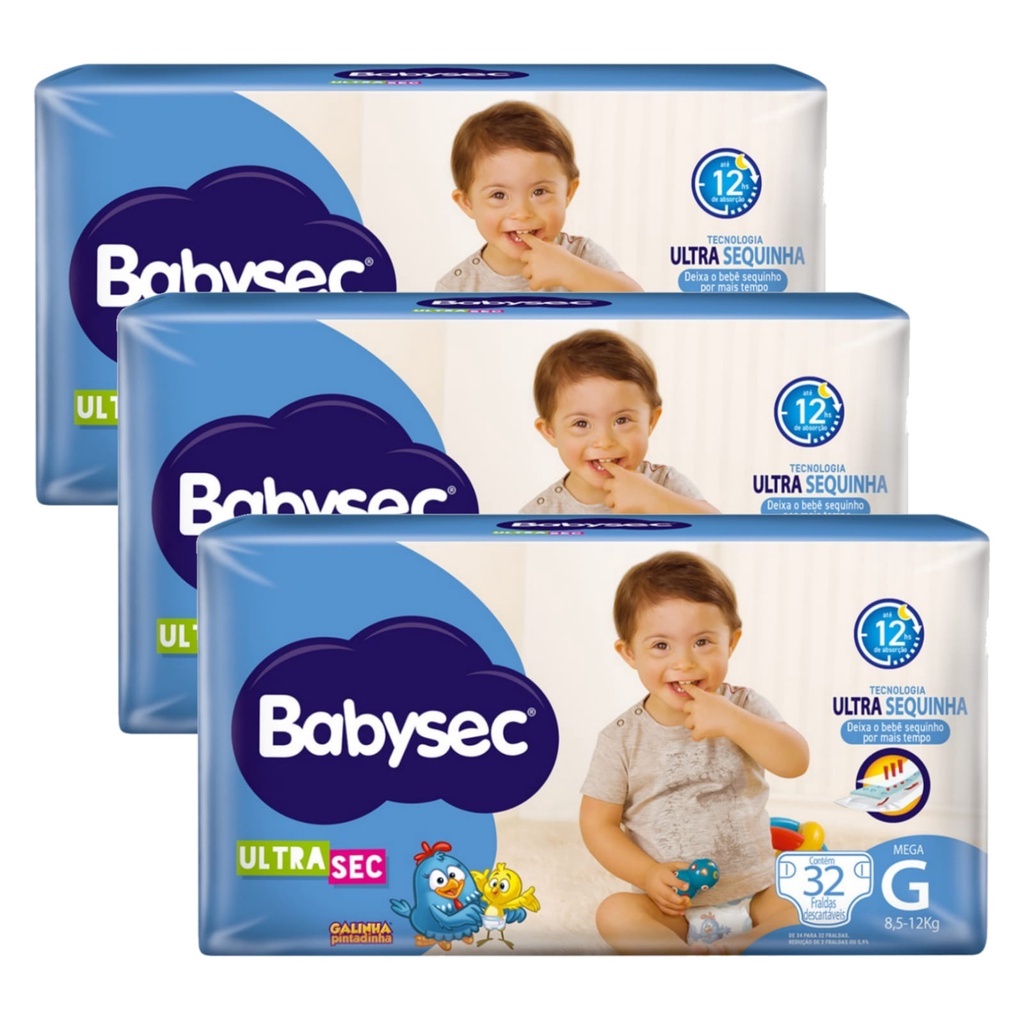 kit 3 fraldas babysec mega G | Shopee Brasil