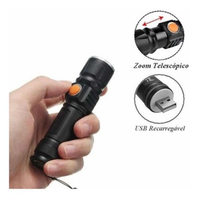 Lanterna Tática profissional led t6 profissional recarregável USB. | Shopee Brasil