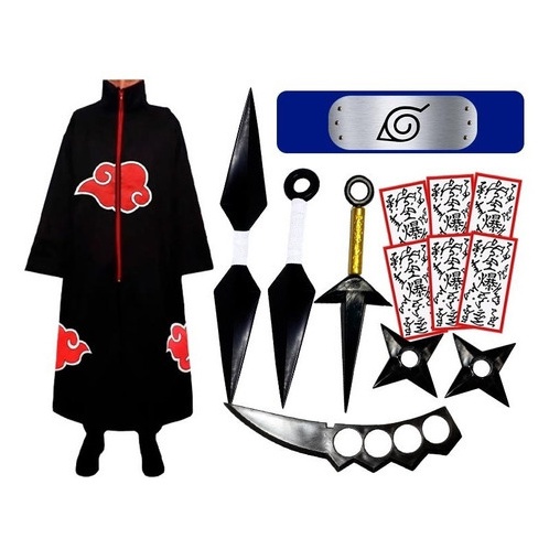 Kit Naruto Manto Akatsuki Tecido Top Qualidade Maxima | Shopee Brasil