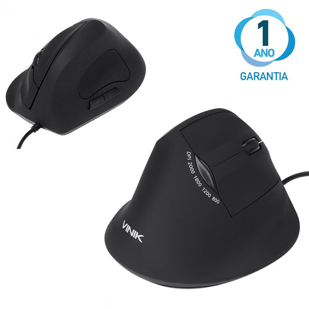 Mouse Ergonômico Vertical Vinik 2000 DPI Fio 1,80 Metros 1 Ano de ...
