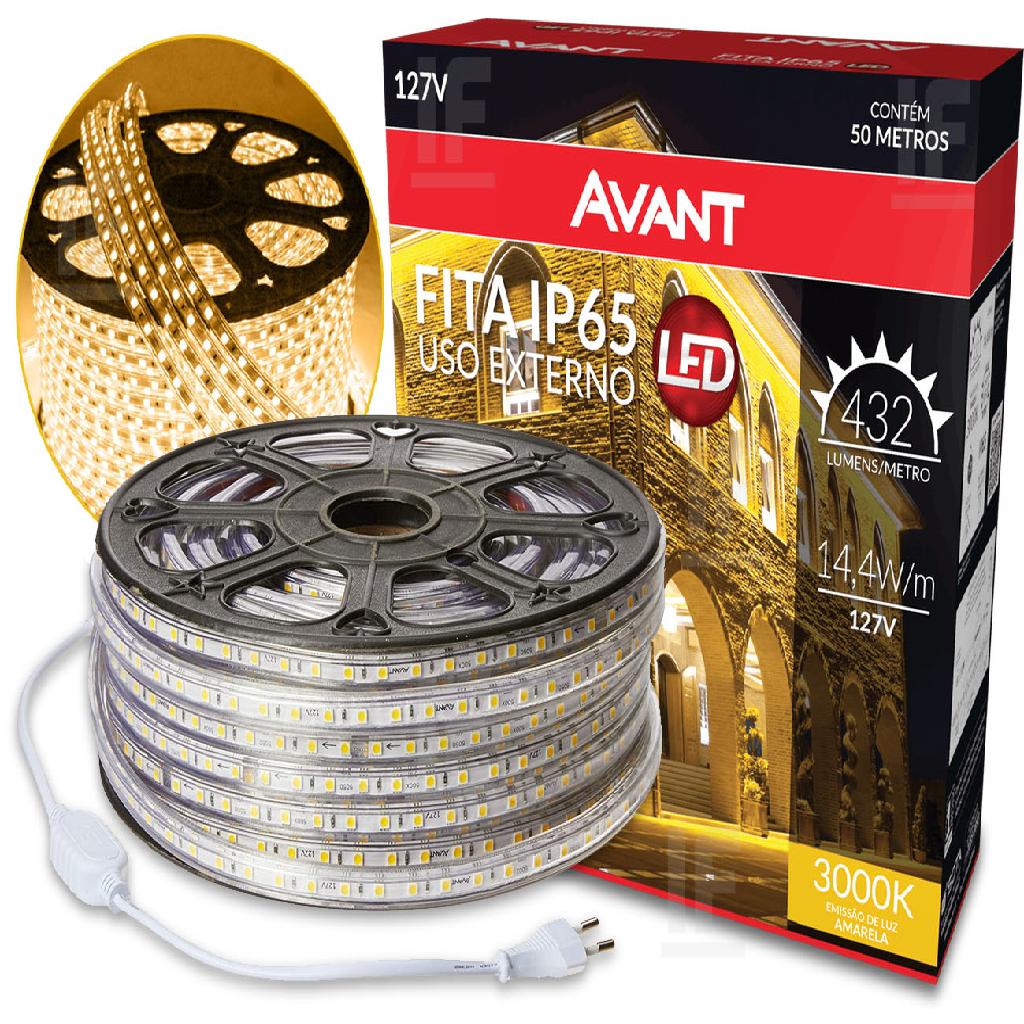 Fita Led Externa 14.4wm Luz Branco Quente 127v Ip65 50m | Shopee Brasil