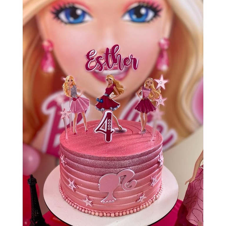 Topo De Bolo Personalizado Barbie - 3d/camadinhas | Shopee Brasil