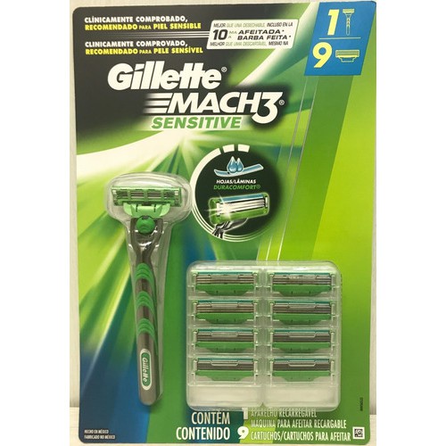 Aparelho Barbear Gillette Mach 3 Sensitive Com 9 Cargas Sensitive ...