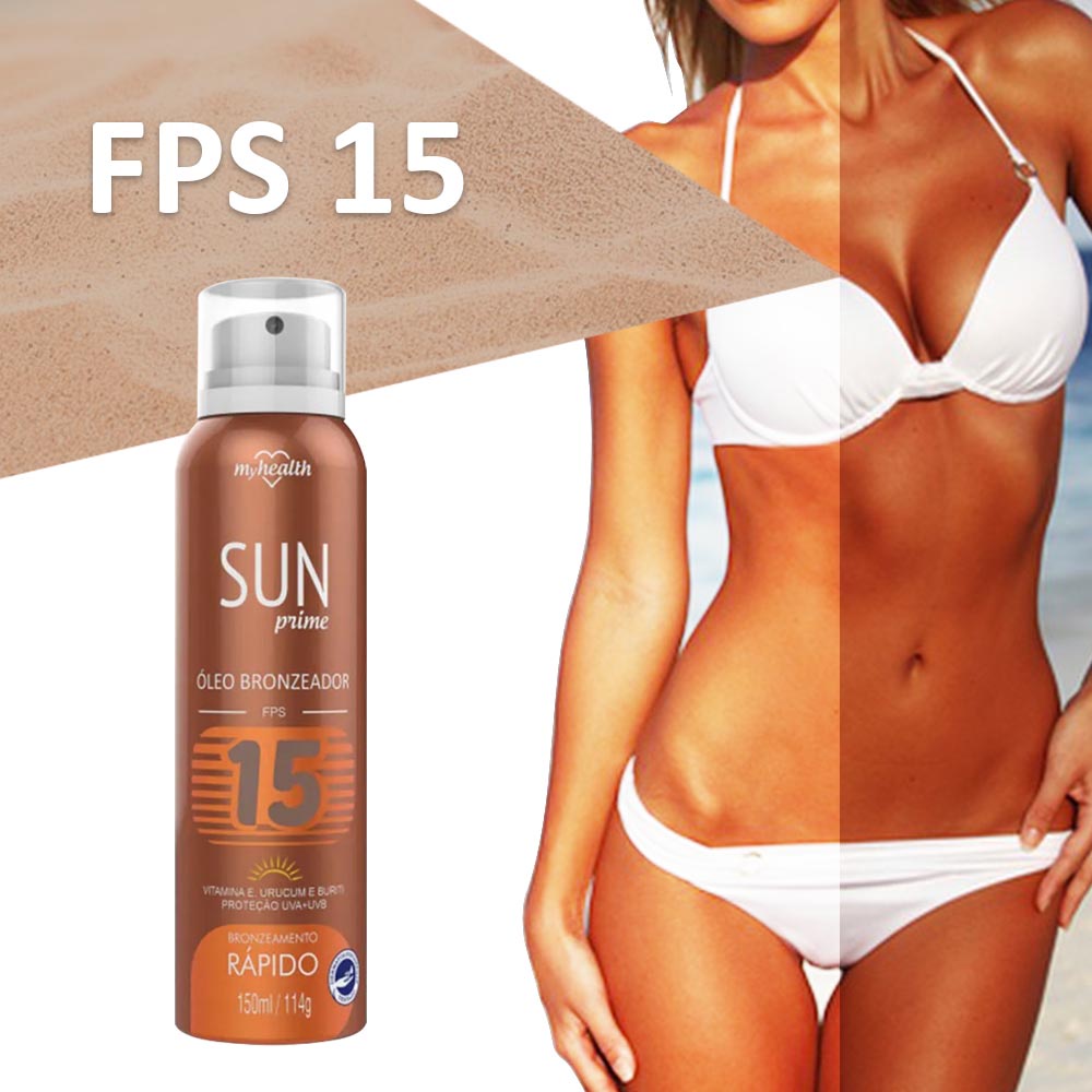 Oleo Bronzeador vitamina D contra Raios UV FPS 15 Sun Prime 150ml | Shopee Brasil