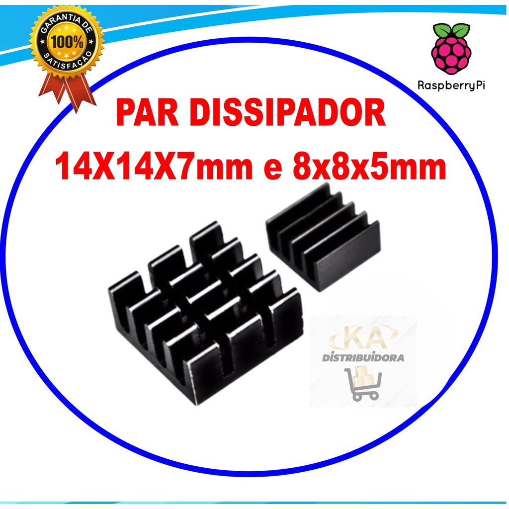 Dissipador De Calor Raspberry B e B+ Pi3 Pi4 Anodizado Autoadesivo ...