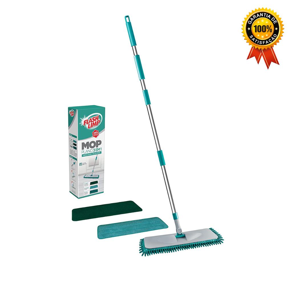 Mop Plano 3 Em 1 Limpeza Pesada, Seca E Umida MOP0617 Flash Limp ...