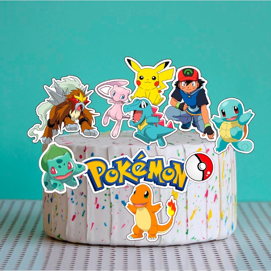 Topo De Bolo Topper de Bolo Personalizado Pokemon Pikachu | Shopee Brasil