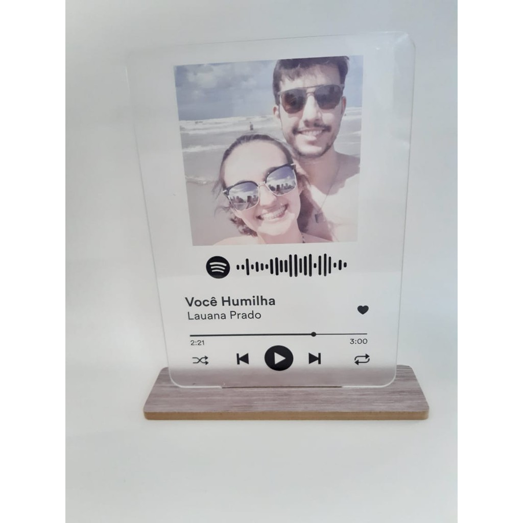 Placa Spotify Acrílico Transparente Personalizado com pé de MDF | Shopee Brasil