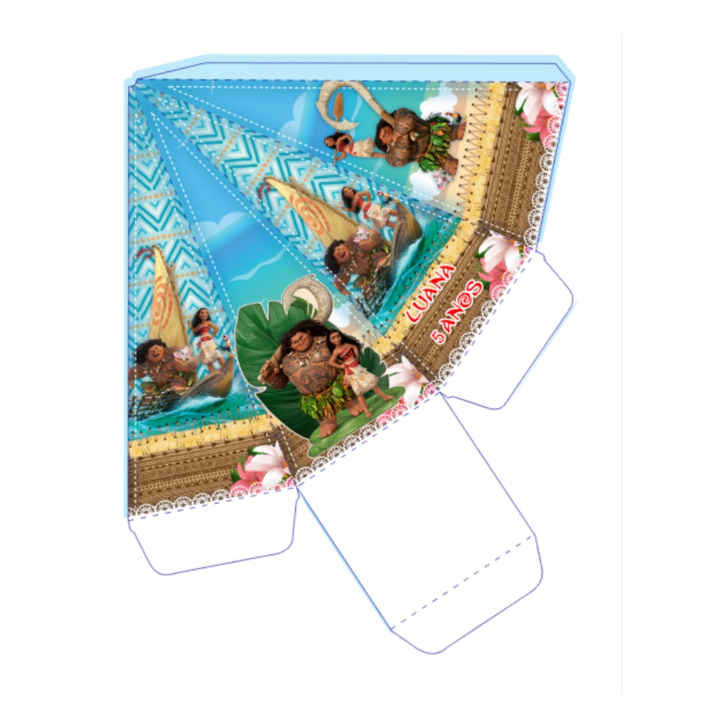10 caixas pirâmide personalizadas MOANA lembrancinha infantil arte ...