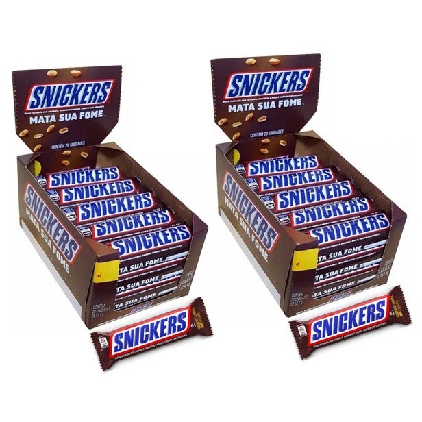 KIT 2 Chocolate Snickers Original 20un 45g Tradicional | Shopee Brasil