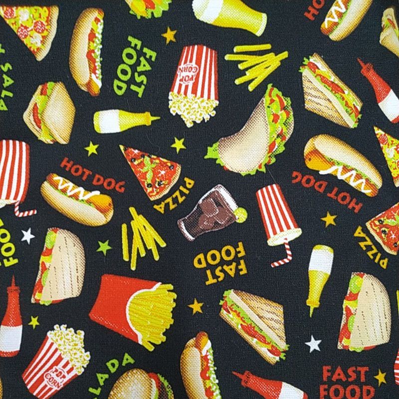 Tecido Tricoline 100% algodão - FAST FOOD - 0,50cm x 1,40m | Shopee Brasil