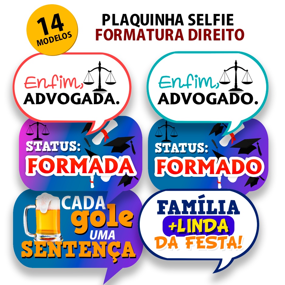 14 Plaquinhas de Selfie Divertidas Festa de Formatura Formandos Direito | Shopee Brasil