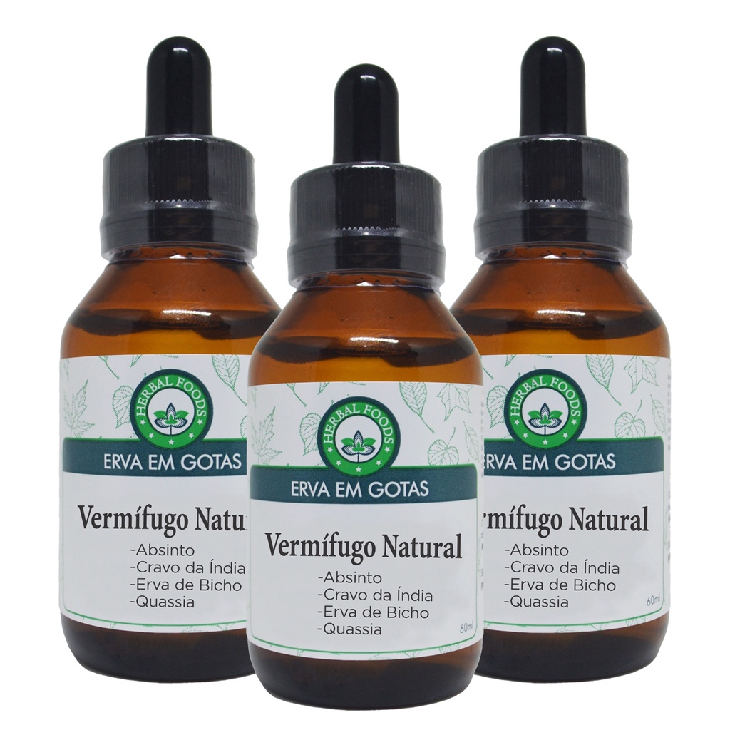 3 Extratos Compostos de Absinto / Cravo da Índia / Erva de Bicho / Pau ...