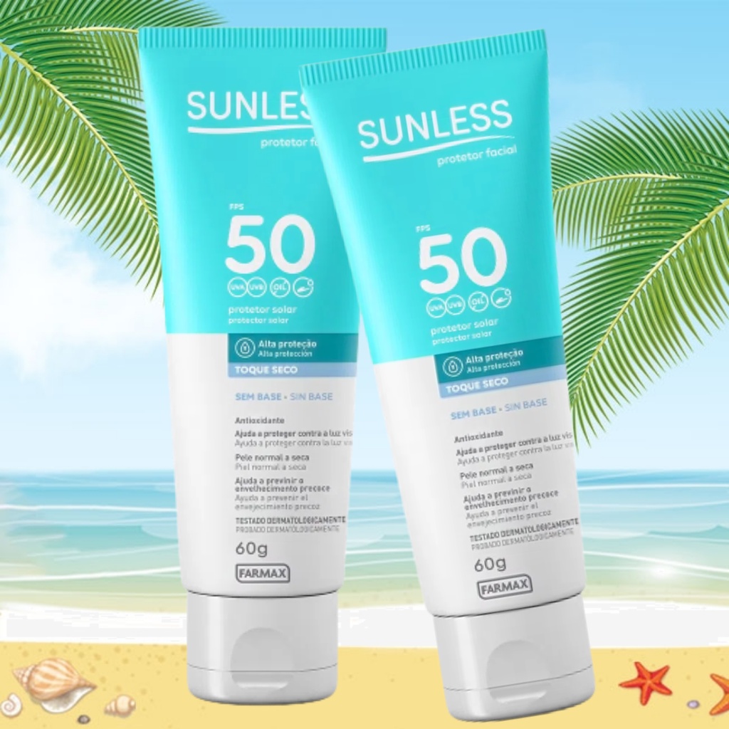 KIT 2 Protetor Solar Facial Toque Suave Hidratante Translucido FPS50 ...