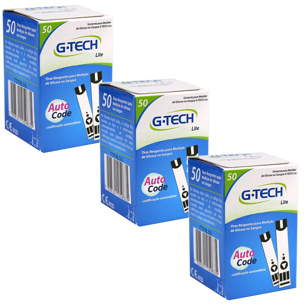 Kit 150 Tiras De Glicemia G-tech Lite - Medir Glicose | Shopee Brasil