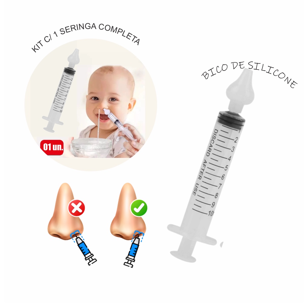 Seringa para lavagem nasal irrigador de nariz ponta de silicone c/ 1 ...