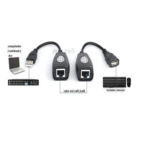 Cabo Usb Adptador Extensor Rj45 Usb Via Cabo De Rede 45m | Shopee Brasil