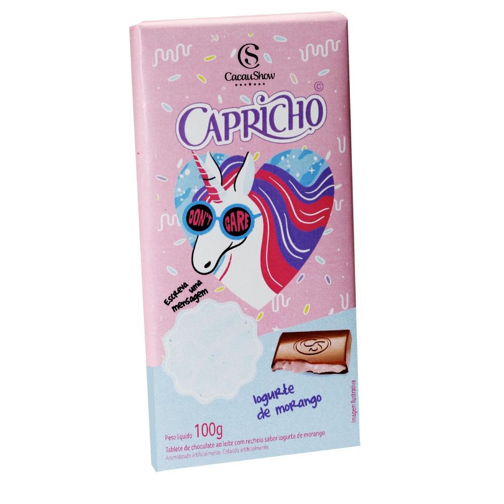 2 Tablete Capricho Recheado Com Iogurte de Morango 100g Cacau Show ...