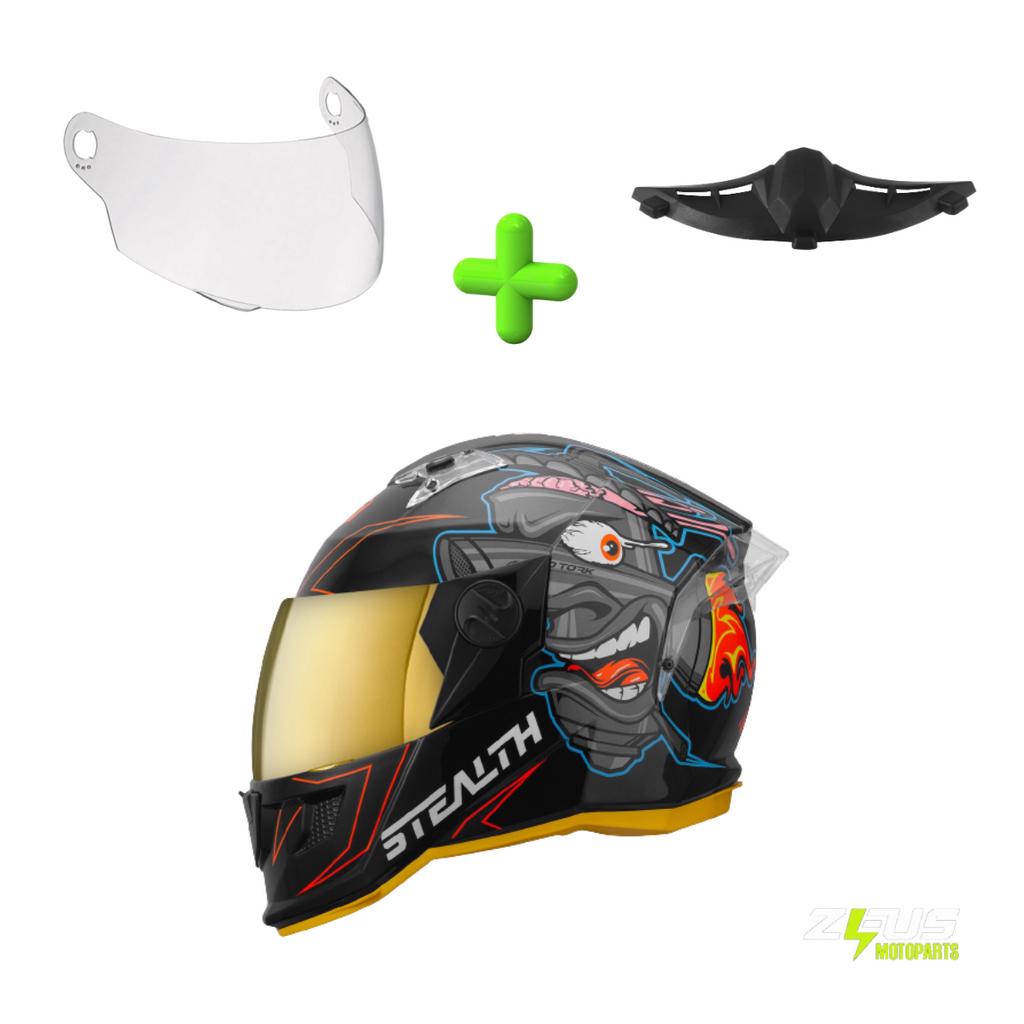 KIT Capacete Fechado Integral Stealth Carburetor Tp Ls2 Viseira Dourada ...