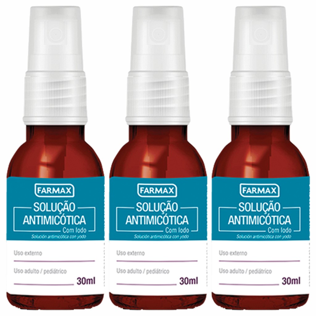 Kit 3 Solução Antimicótica Farmax Spray Com Iodo 30ml | Shopee Brasil