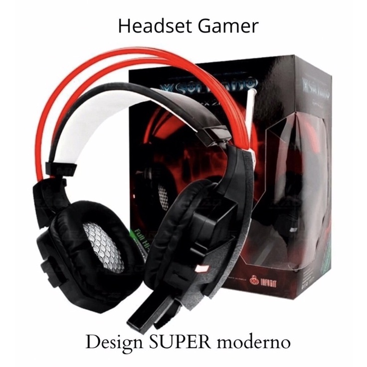 Fone De Ouvido Red Set Headphone Gamer Lan House Led | Shopee Brasil