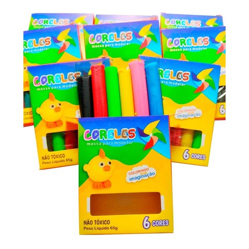 Kit 50 Massinha de Modelar 6 Cores 65g Atacado Coreles | Shopee Brasil