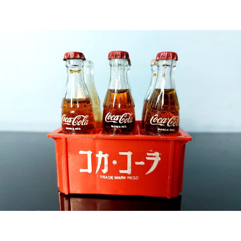 Lote com 6 Garrafinhas e Mini Engradado Coca Cola Coleção Original Anos ...