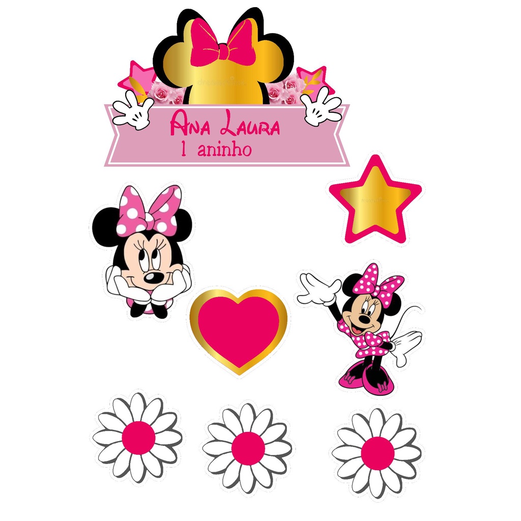 topo de bolo minnie rosa | Shopee Brasil