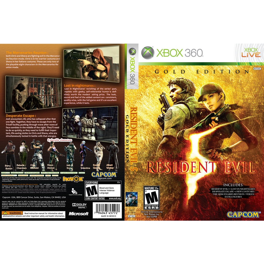 Resident evil 5 P/ XBOX360 (LTU/LT/JTAG/RGH) | Shopee Brasil
