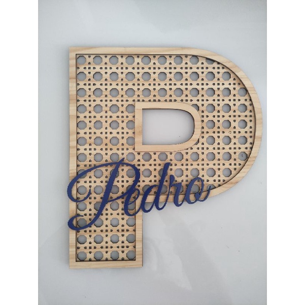 Letra Decorativa 30 cm em formato de Palhinha Indiana e nome cursivo em ...