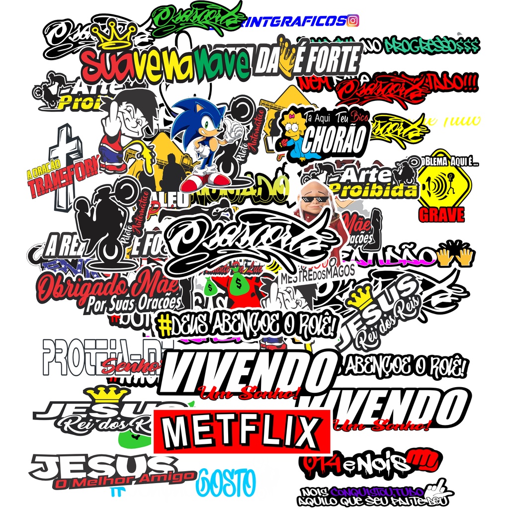 Kit 10 Cartelas Adesivos Carro Moto Caminhão Bike Atacado P6 | Shopee Brasil