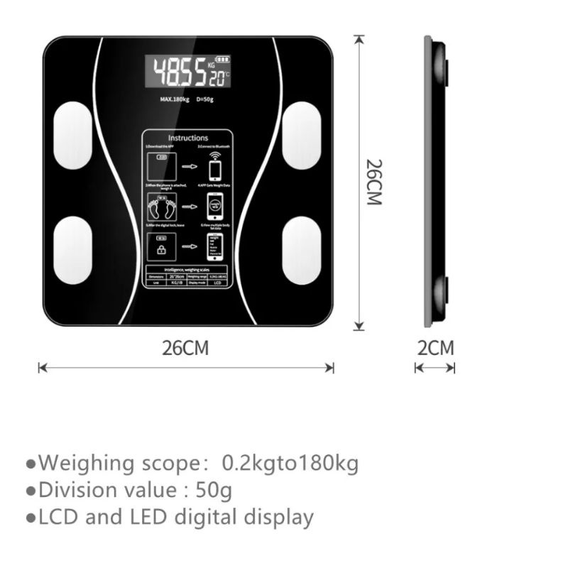 Balança Corporal Inteligente Bioimpedância Bluetooth 180kg | Shopee Brasil