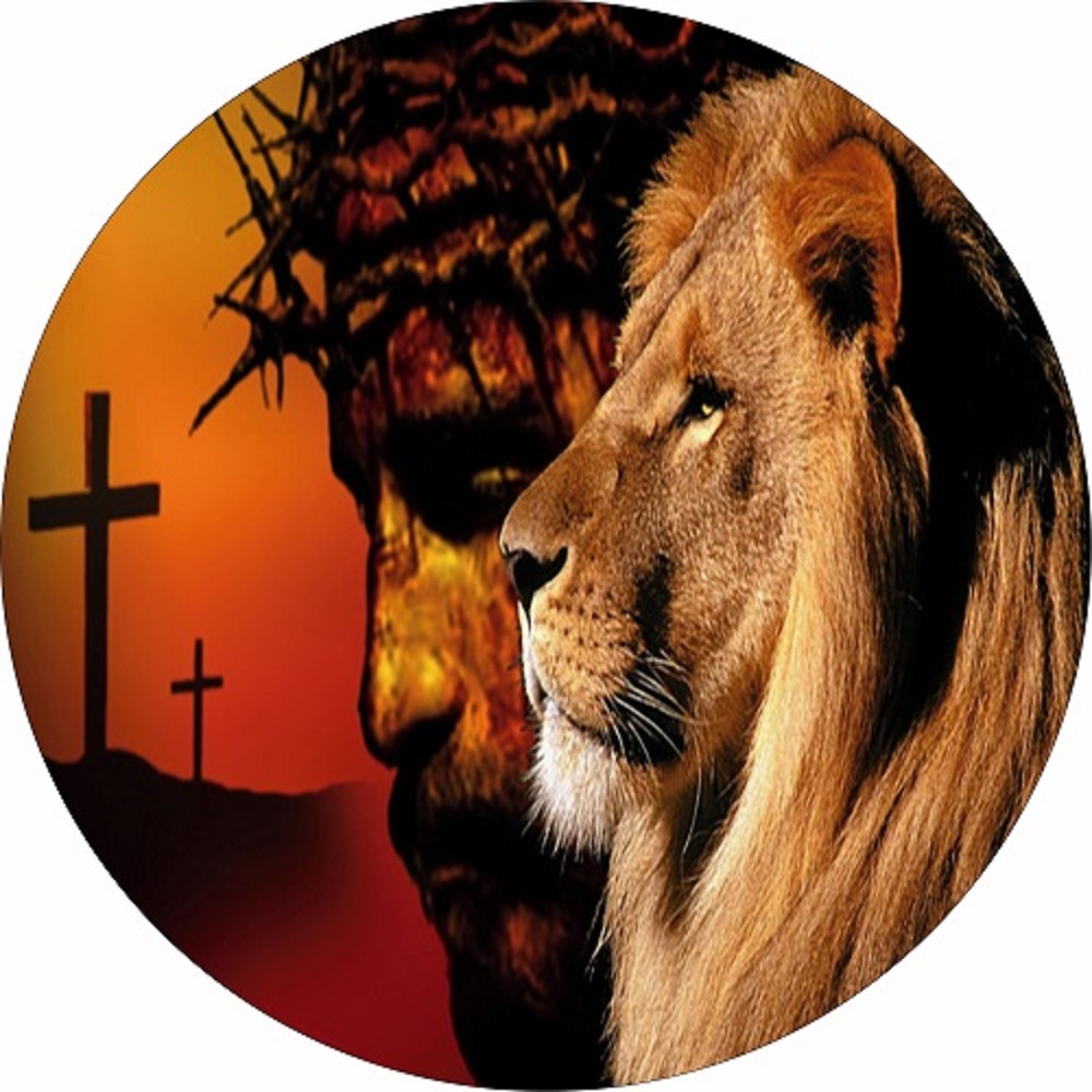 Painel em lona Fosca Redondo Jesus Leão da Tribo de Judá-ref 1 | Shopee ...