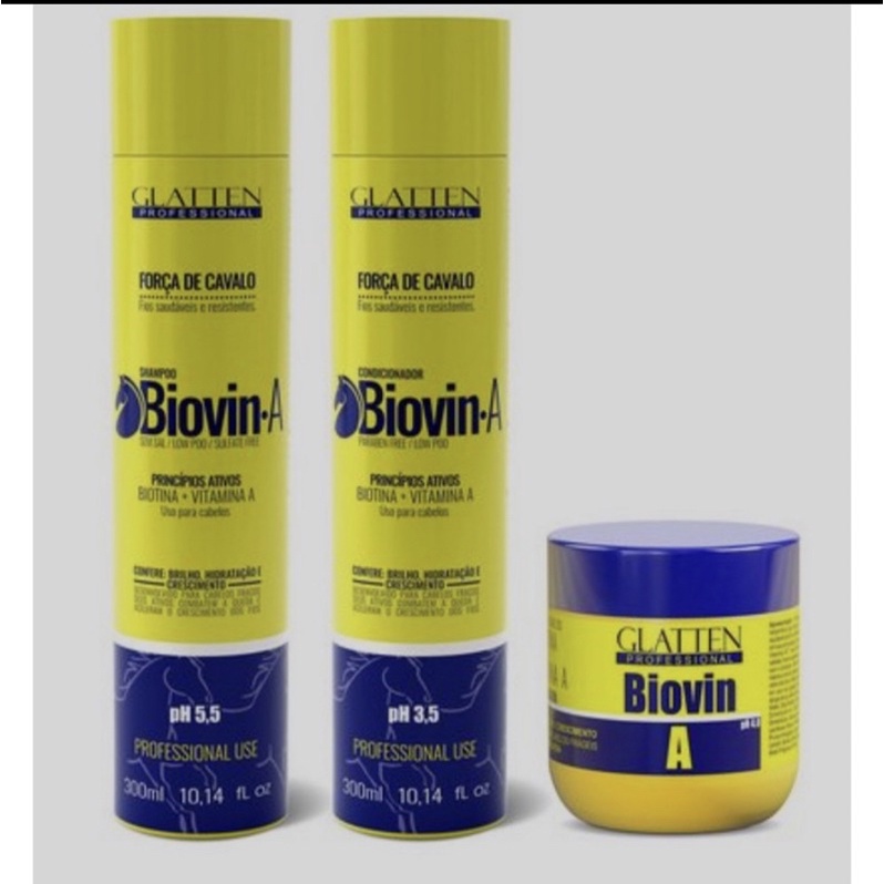 Kit Biovin-A Máscara + Shampoo e Condicionador Glatten | Shopee Brasil