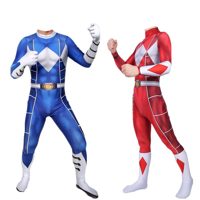 Power Rangers Vibrante Bodysuit Spandex Cosplay Traje Para Unissex E ...
