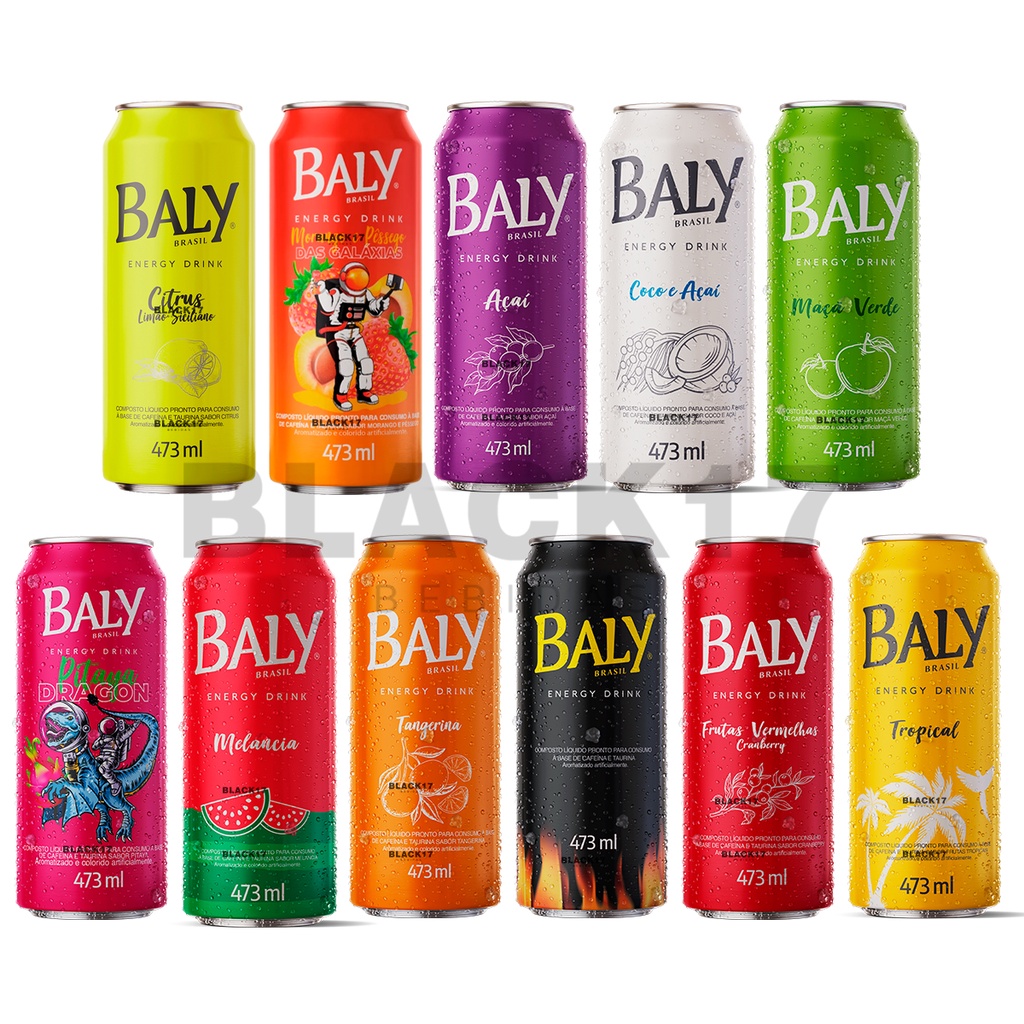 Energético Baly Sabores Energy Drink 473ml Lata | Shopee Brasil