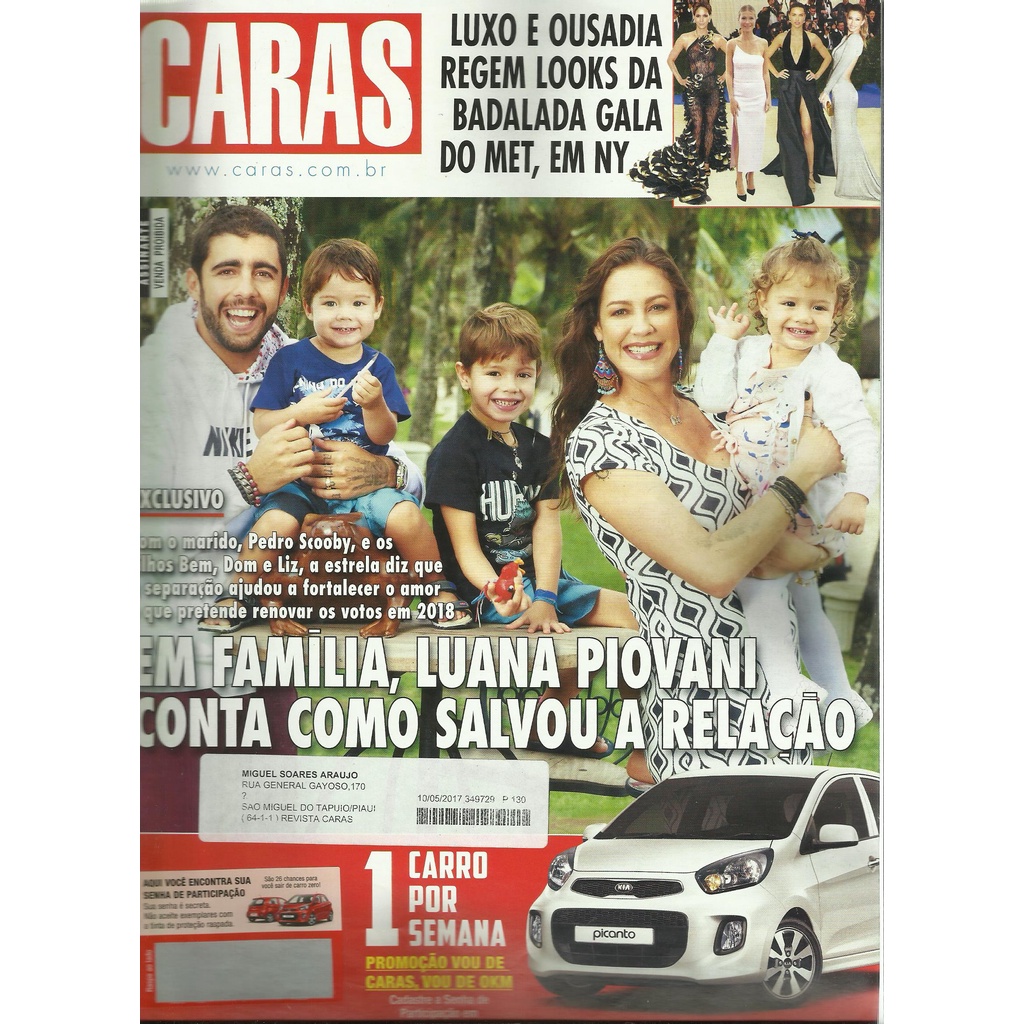 REVISTA CARAS, DE 12/05/2017, COM PEDRO SCOOBY E LUANA PIOVANI NA CAPA. | Shopee Brasil