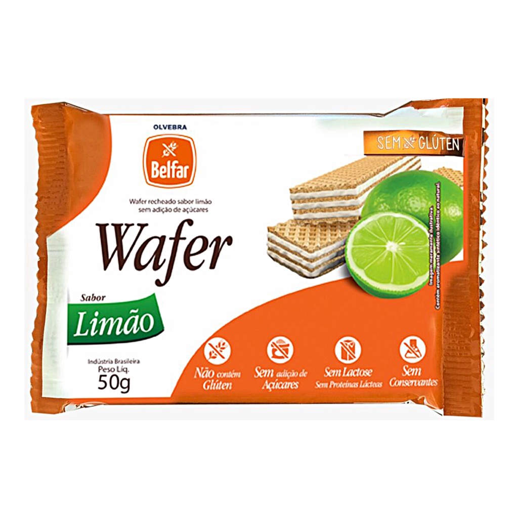 Wafer Recheado Sabor Limão SG e SL Belfar 50g Val.310724 | Shopee Brasil