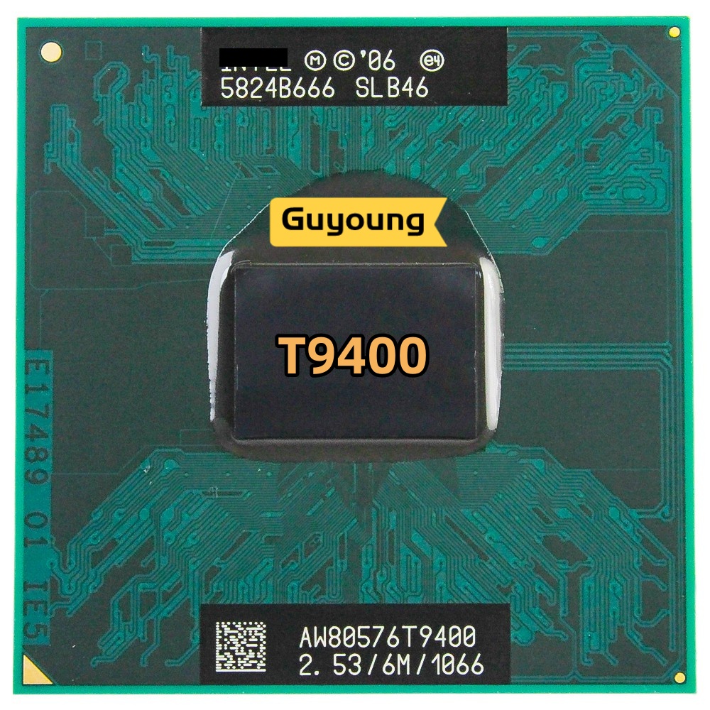 Core 2 Duo T9400 SLB46 SLAYY 2.5 GHz Used Dual-Core Dual-Thread CPU Processor 6M 35W Socket P ...