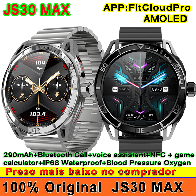 Tela Original JS30 MAX Smart Watch NFC AMOLED Siri Jogo De Voz Chamada Bluetooth | Shopee Brasil