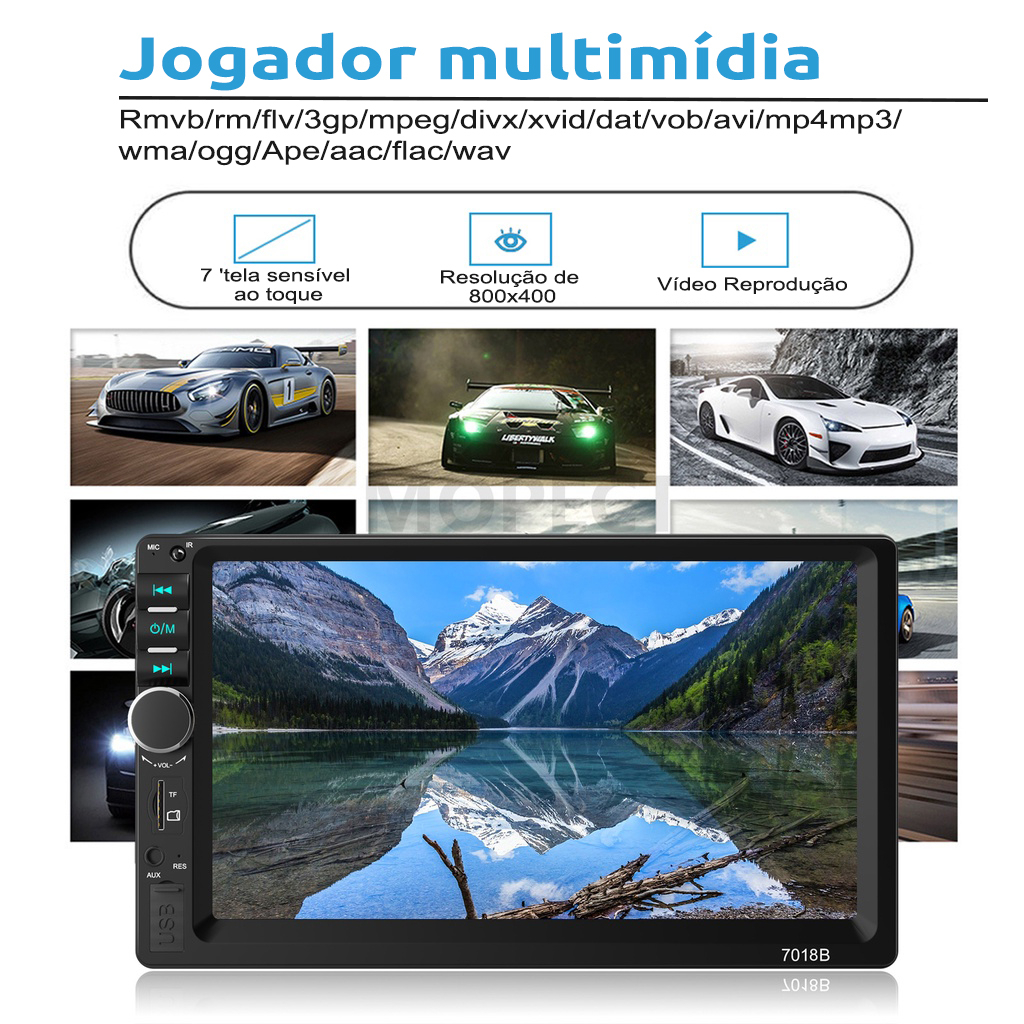 ESSGOO 7 Polegada 2 Din player Do Carro De Rádio bluetooth mp5-BT ...