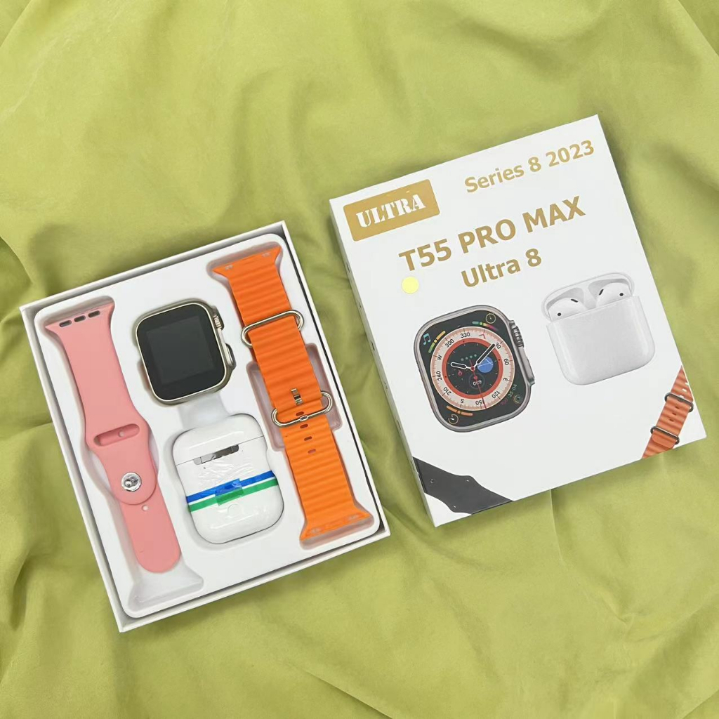 2022 T55 Pro Max Smartwatch TWS Fone De Ouvido 2 Em 1 BT Chamada Reloj Inteligente De 1,71 ...