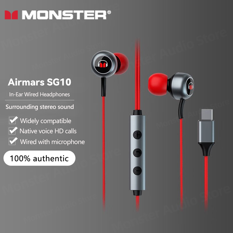 Fone De Ouvido Com Fio Monster SG10 Para Jogos HD Qualidade De Som ...