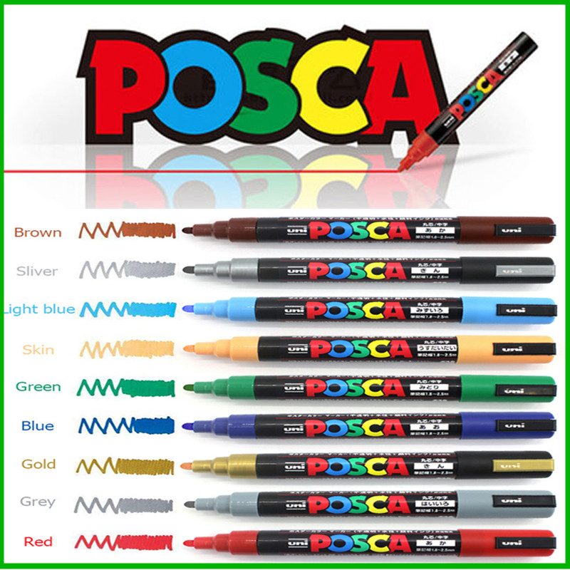 UNI kit de caneta posca ponta fina marcadores papelaria Anúncio ...