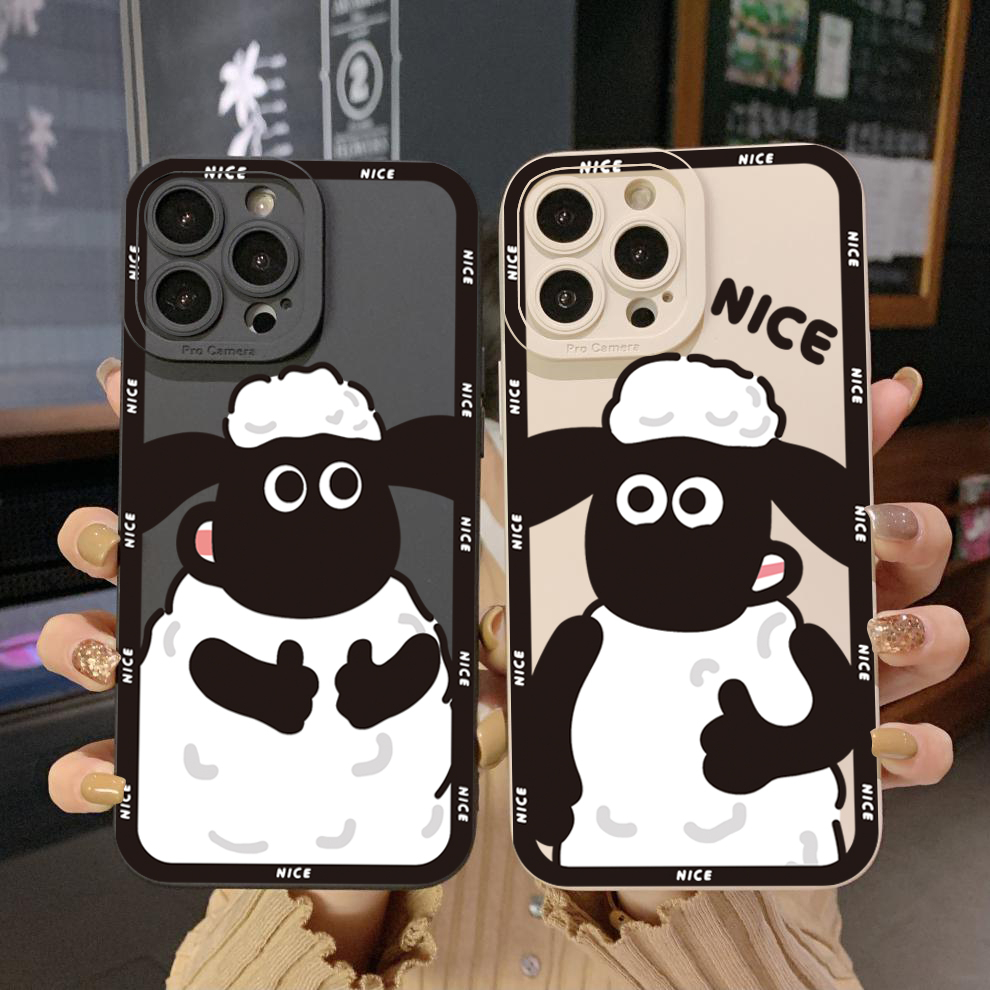 Para Xiaomi Redmi Nota 12 12S 4G Pro 5G 9S 9A 12C Shaun the Sheep Square Edge Capa Protetora Len ...