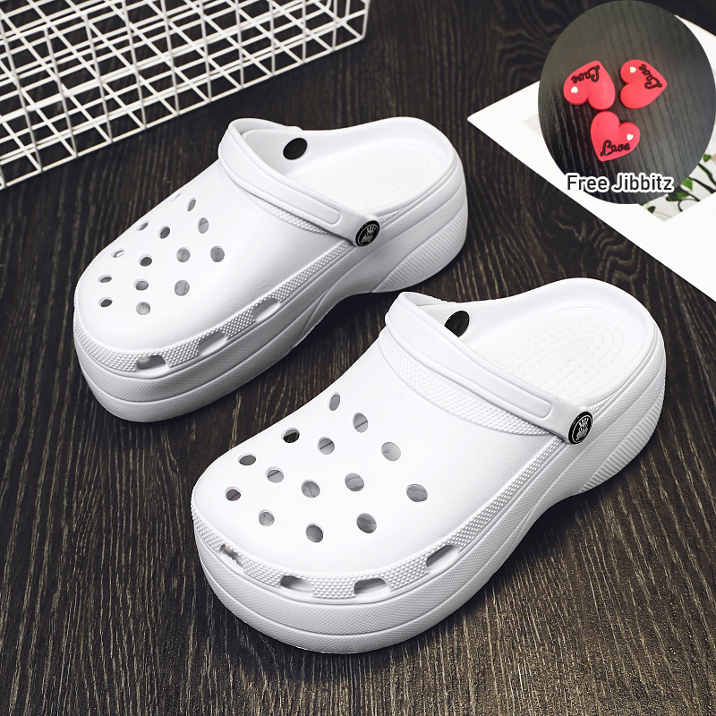 Sandálias De Jardim Femininas Brancas Puras Croc Clogs 35-41 | Shopee ...