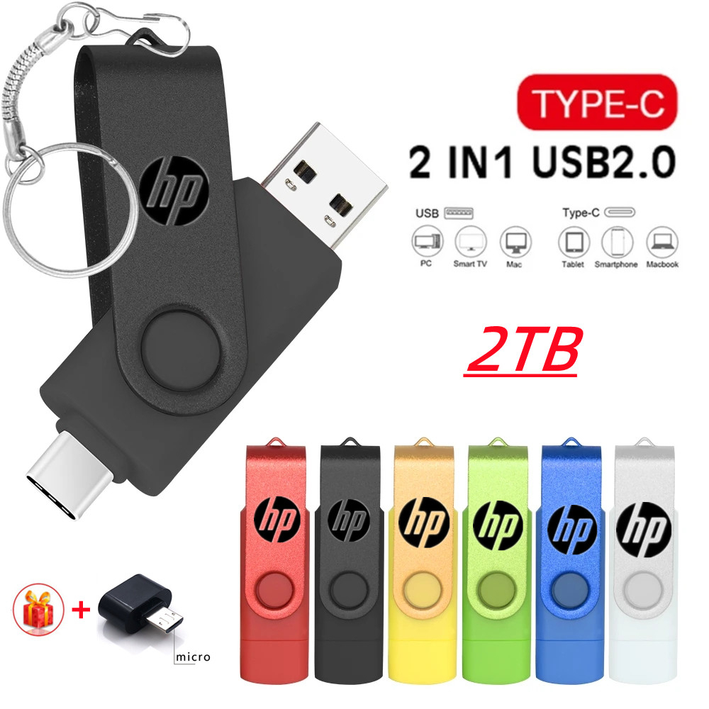 Pen Drive 2TB 3 Em 1 HP 1TB 512GB 256GB OTG Tipo C Micro USB 2.0 128GB ...