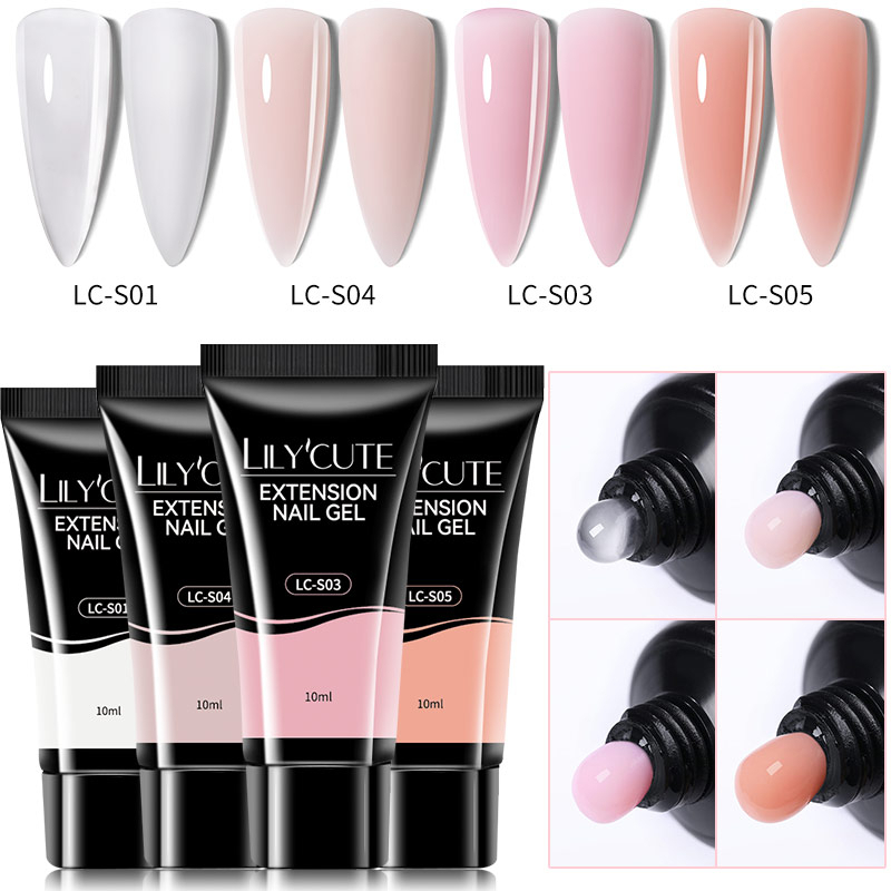 LILYCUTE Conjunto De Gel De Extensão De Unhas Pink White Clear Quick UV Kit Polimento 10ml ...
